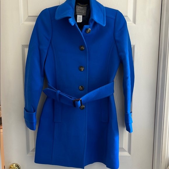 J. Crew | Jackets & Coats | J Crew Blue Trench Coat With Wool Blend And ...